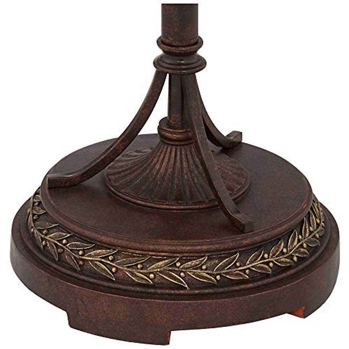 Robert Louis Tiffany Leaf and Vine II Traditional Victorian Tiffany Style Floor Standing Lamp 60" Tall Bronze Gold Amber Green Stained Glass Dome Shade Decor for Living Room Reading House Bedroom