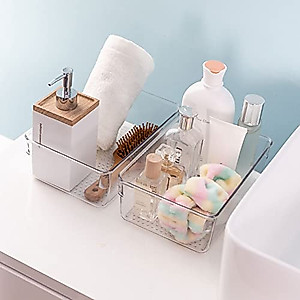 Ettori Clear Plastic Storage Bins 2 Pack Bin Storage Organizer for Refrigerator, Cabinet,Food Pantry,Kitchen and Bathroom Organization