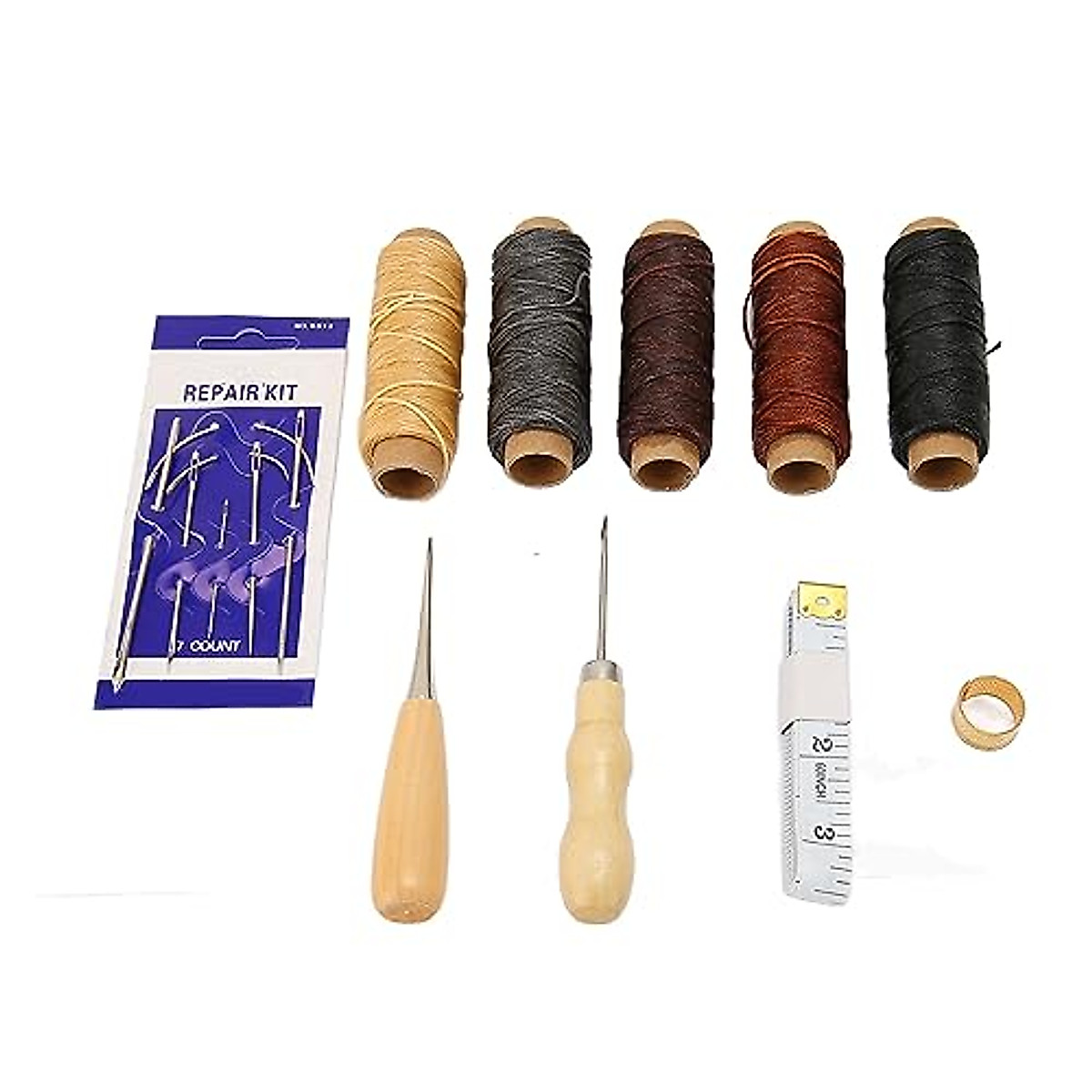 Leather Repair Kit Tape Measure Waxed Thread Leather Working Kit DIY for Leather Craft