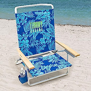 Tommy Bahama 5-Position Lay Flat Cup Holder and Towel Bar Beach Chair, 1-Pack, Floral Print