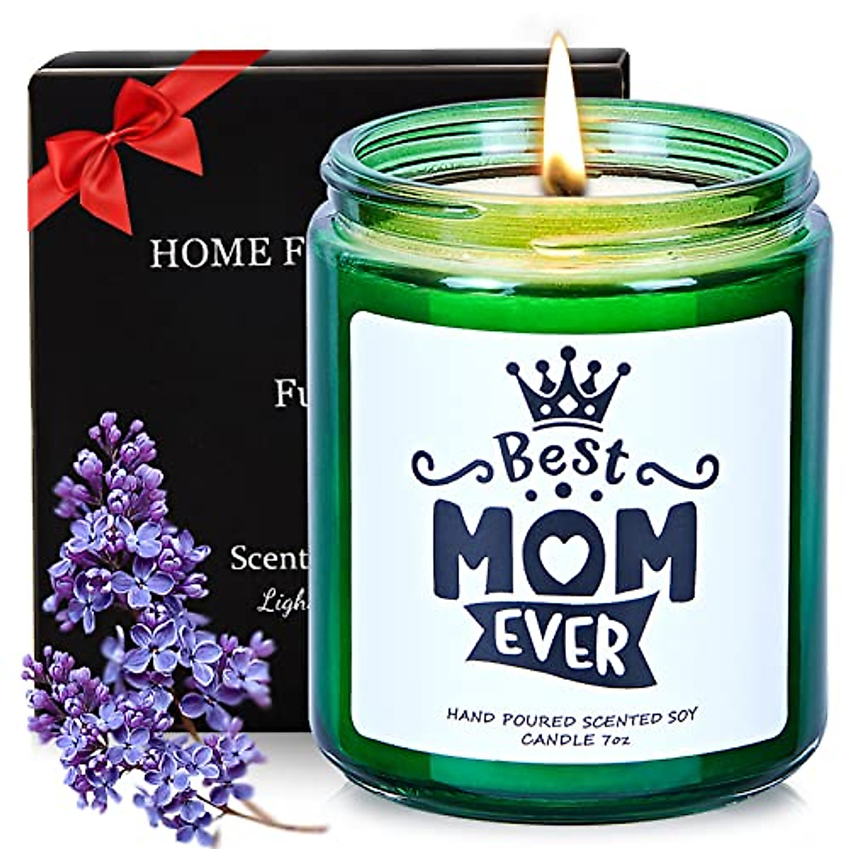 Bathtub Tray Caddy Bamboo 41" Longest Extended Length+ Gifts for Mom Lavender Scented Candles Bundle Green Jar