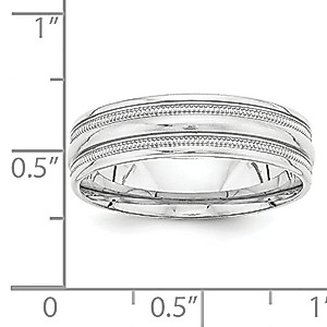 Solid 14k White Gold Comfort Fit Double Milgrain Wedding Band Ring Size 9