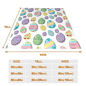 JOOCAR Flannel Throw Blanket Happy Easter Colorful Eggs Cozy&Soft Plush Blankets for Bed Couch Living Room Sofa Chair
