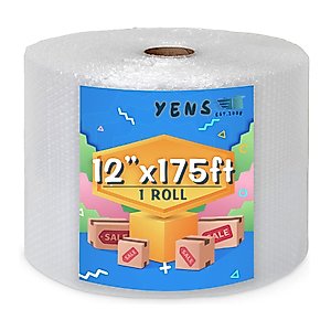 Yens 175 ft BUBBLE ROLL 12 Inch for Moving, Packaging, Perforated 12" 175 Sheets 12”X12”, Bubble Cushioning Wrap MADE IN USA