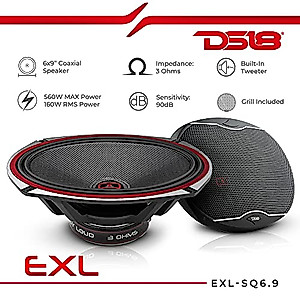 DS18 EXL-SQ6.9 6x9 Car Speakers High Sound Quality Glass Fiber 2-Way Coaxial with Sleek Compact Design Providing Superior Bass Response, 560 Watts - Set of 2