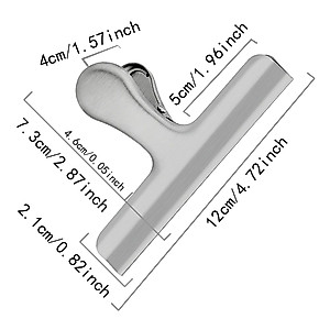 Winloop 10 PCS 4.72" Wide Big Size Heavy Duty Stainless Steel Chip Bag Clips,Food Clips For Air Tight Seal Grips Food Sealing Clamp Coffee Snack Bag Clip,Photo Paper Clamp,Home Kitchen Office(Large)