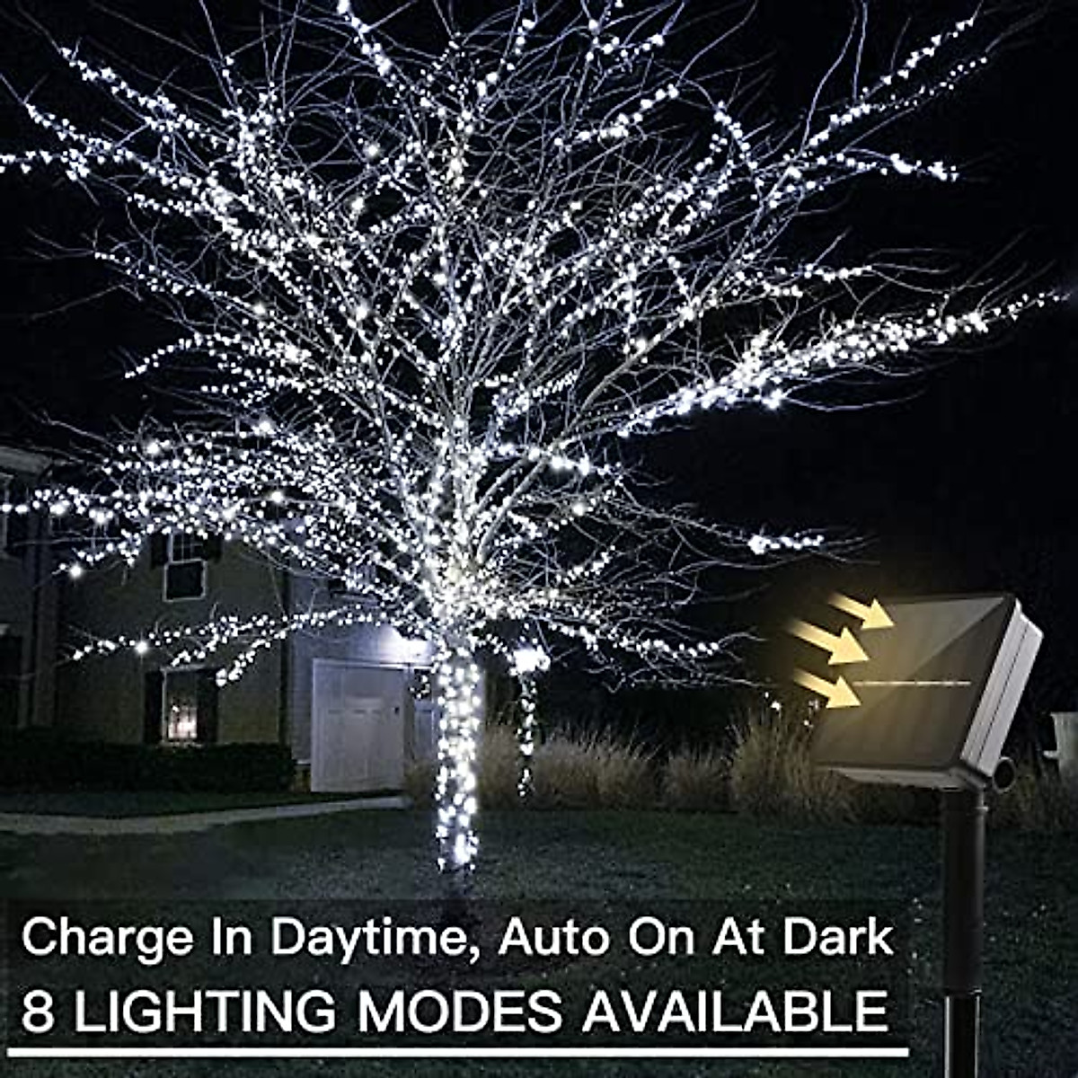 suddus Solar Fairy Lights Outdoor Waterproof, 2 Pack 33ft 100 LED Solar Twinkle Lights, White Solar Christmas Lights for Backyard Trees Patio Deck Garden Birthday Party Wedding Decorations