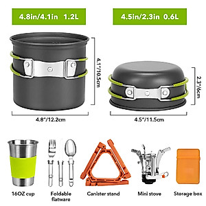 Rlrueyal Camping Cookware Backpacking Stove Canister Stand Tripod and Stainless Steel Camping Cup,Fork Spoon Kit for Hiking and Picnic,Camping Cooking,Backpacking Gear,Mess kit.