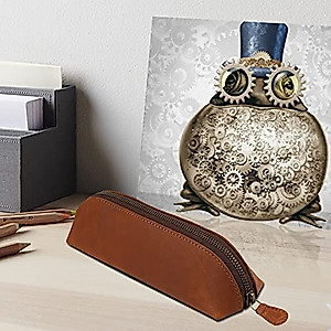 The Antiq TheAntiq: Pencil Pouch, Zipper Pencil Case, Leather Pencil Case, Pencil Bag Pouch With Zipper Pen Holders Handmade MRD-ZPC-003 0