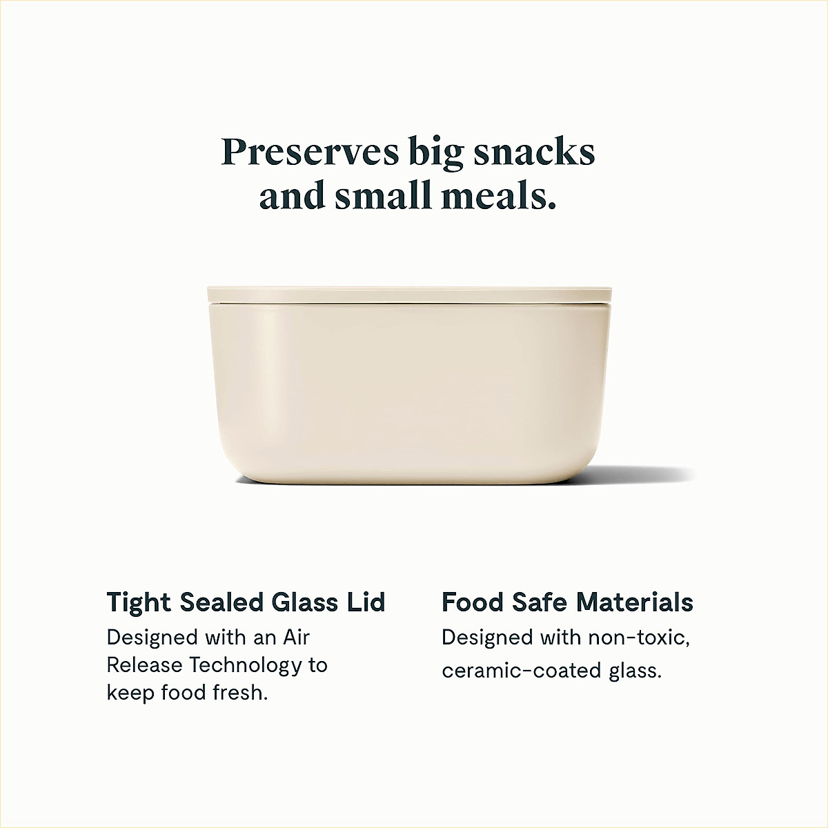 Caraway Glass 4.4 Cup Food Container - Ceramic Coated for Nonstick Storage with Glass Lids - Dishwasher, Oven & Microwave Safe