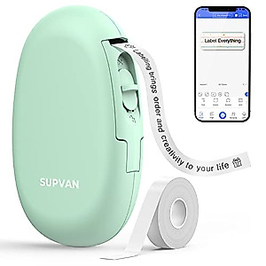 SUPVAN Label Makers E10 Mini Bluetooth Label Printer Wireless Labeler Label Maker Machine with Tape Multiple Templates Available Labelmaker for Office Organization Home Kitchen Storage Green