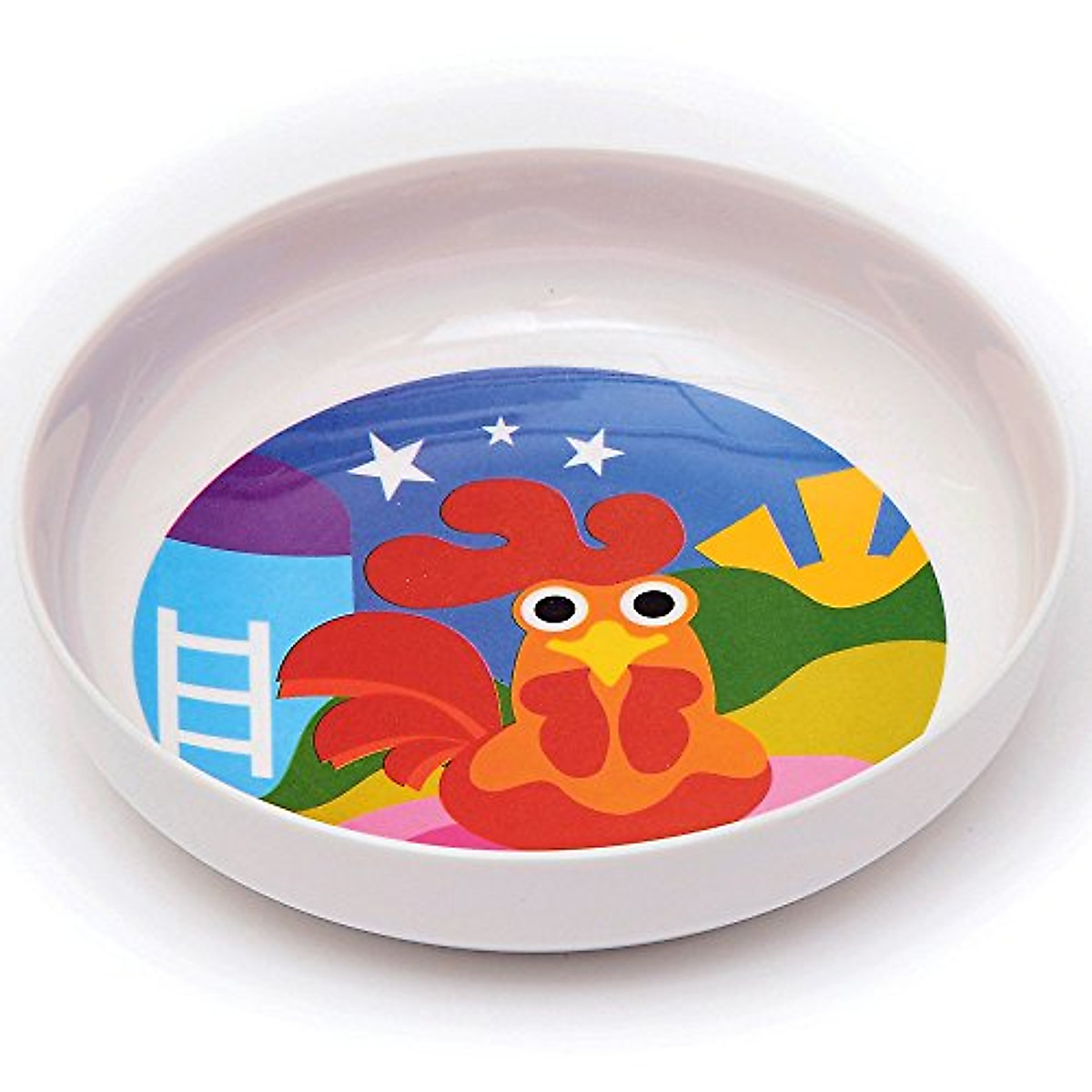 French Bull 4pc Toddler Kids Feeding Melamine Tableware Flatware BPA Free Dishwasher Safe, Durable Plate, Cup, bowl, Divided Tray Dinnerware Set, Farm, 4pc bowl set (74292)