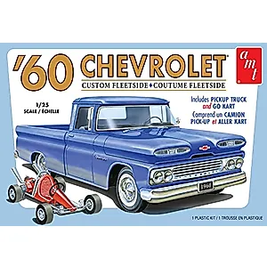 AMT 1960 Chevy Custom Fleetside Pickup w-Go Kart 1:25 Scale Model Kit