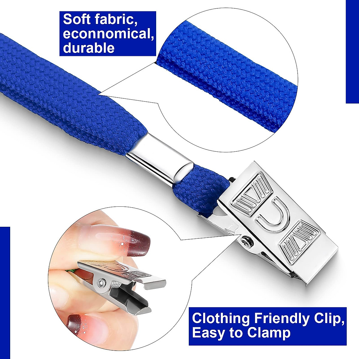 Marspark 100 Sets Clear Name Tags with Lanyard, Lanyards for ID Badges Reusable Strap with ID Holder Plastic Name Badges for Adults Business School Church Conference (Blue)