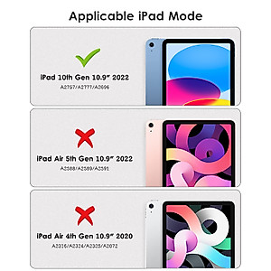 DTTO Case for iPad 10th Generation 10.9 Inch 2022 Release, iPad Case with Kickstand and Built-in Screen Protector, Durable Shockproof Full Body Protective Cover for Apple iPad 10.9 Inch - Black