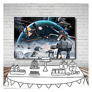 Universe Wars Photography Background Spaceship Interior Science Fiction Series Background with Earth Photo Baby Shower Kids Birthday Decorations Banner ５X３FT