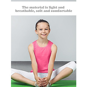 SATINIOR 4 Pieces Girls Dance Tank Tops Racerback Crop Tops Sleeveless Dance Clothes for Girls Gymnastics(7-8 Years,Violet, Red, Green, Lemon Yellow)