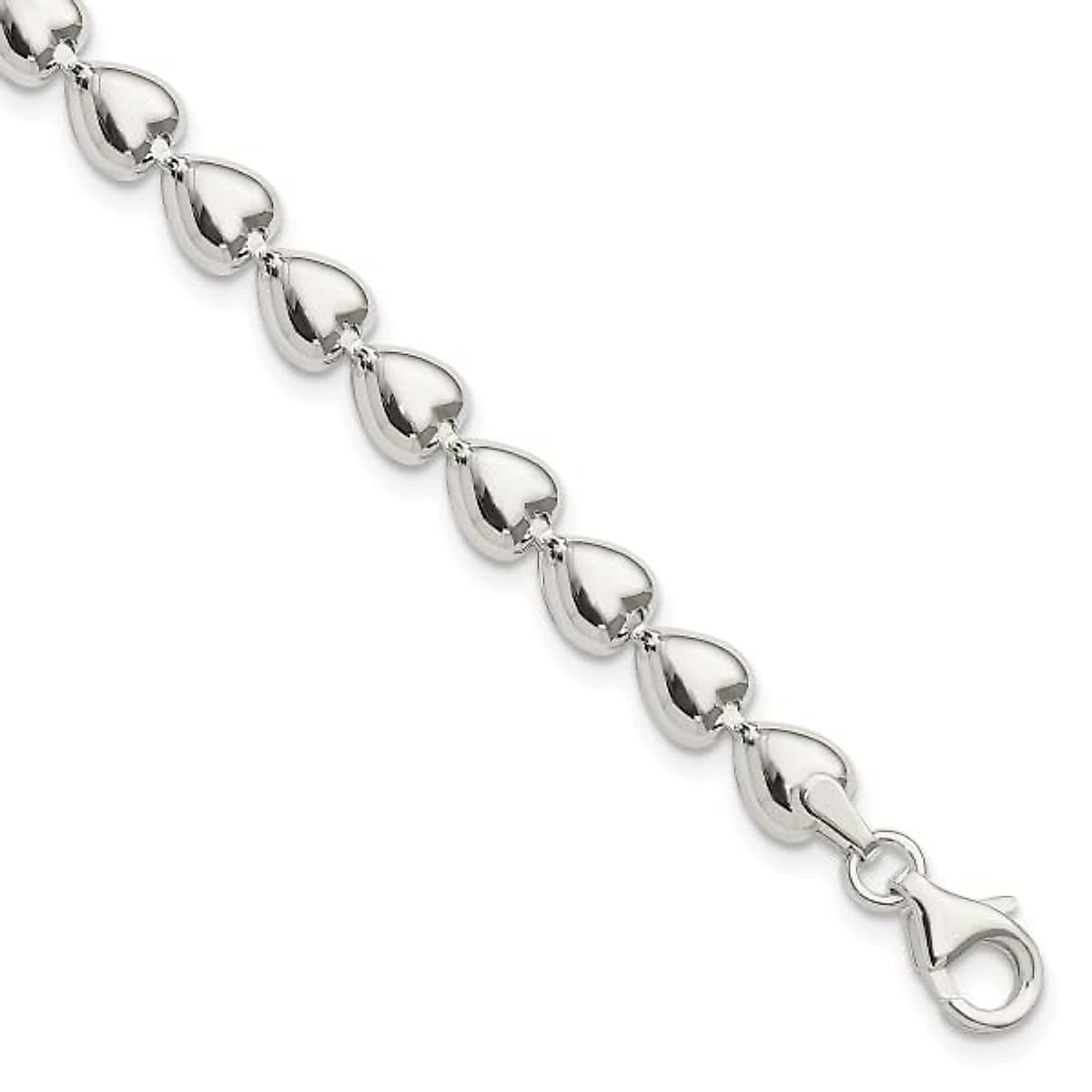 IceCarats 925 Sterling Silver Heart Love Chain Charm Bracelet