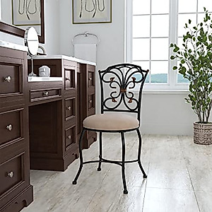 Hillsdale Furniture Sparta Vanity Stool, black with gold highlighted accents