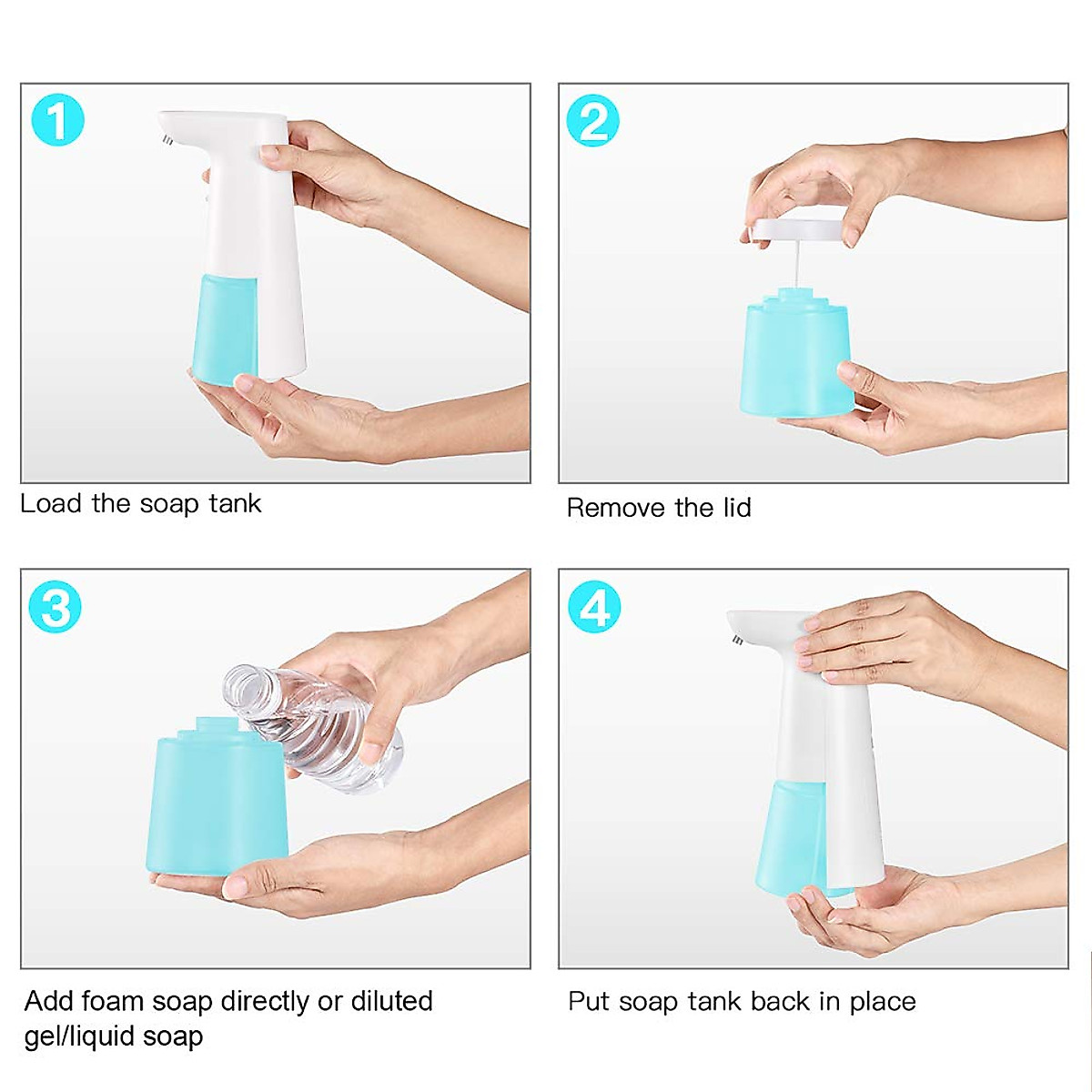 LAOPAO Soap Dispenser, Automatic Foaming Soap Dispenser Hand Free Countertop Soap Dispensers Xmas Gift Touchless Soap Pump Dish Soap Dispenser for Kitchen & Bathroom Blue