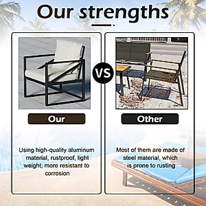 PAKASEPT Patio Furniture Set, 4 Pieces Aluminum Outdoor Furniture Patio Couch Conversation Sets, Patio Set with Sofa and Coffee Table for Porch Deck Garden Balcony Backyard Living Room