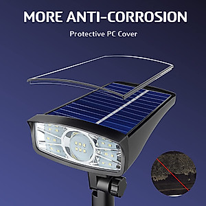 Solar Spot Lights Outdoor, SainSonic IP67 Waterproof Spotlights with a No Peeling Panel and Screwless Design for Long Life, LED Garden Wall Yard Pool Landscape Lighting, 700 Lumens Cool White, 2 Packs