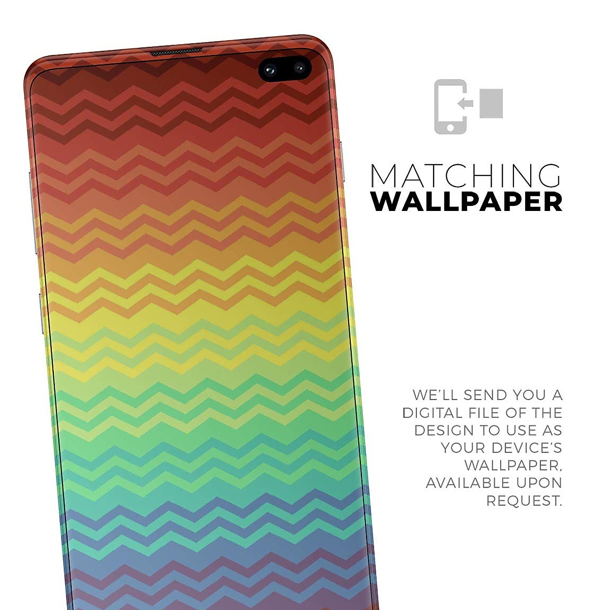 DesignSkinz Rainbow Thin Lined Chevron Pattern Protective Vinyl Decal Wrap Skin Cover Compatible with The Samsung Galaxy S20 (Screen Trim & Back Glass Skin)