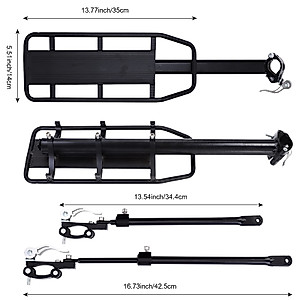 Auwey Full Quick Release Bike Rear Rack Bike Cargo Rack with Fender Bicycle Cargo Rack Bicycle Rear Racks Adjustable Bicycle Carrier Cargo Mountain Road 115 lbs Capacity Universal