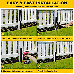 Fence Post Repair Stakes, Heavy Duty Steel Fence Post Anchor Ground Spike, for Repair Broken Wood Fence Post（1 Pack - 34.8in）