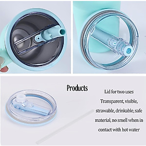 2 PCS 40 OZ Tumbler Flip Straw Lid Replacement Fit for Stanley Quencher Tumbler, New Spill Proof and Leak Resistant Tumbler Lids Compatible with Stanley Cup Accessories (White)