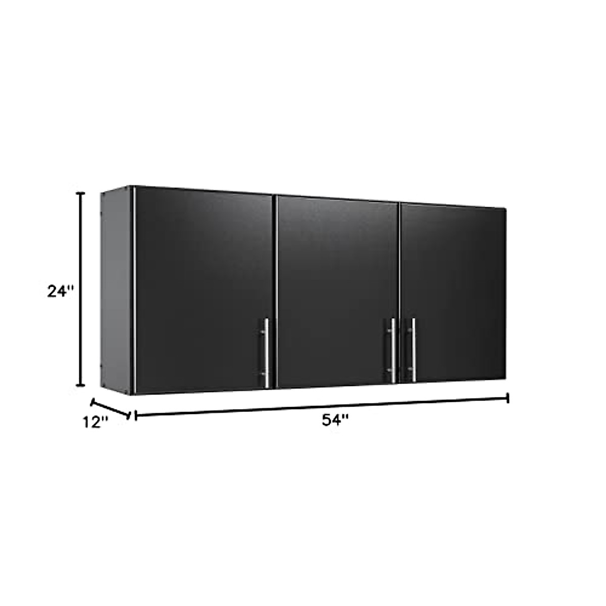 Prepac Elite 3 Door Wall Mounted Storage Cabinet, 54" W x 24" H x 12" D, Black