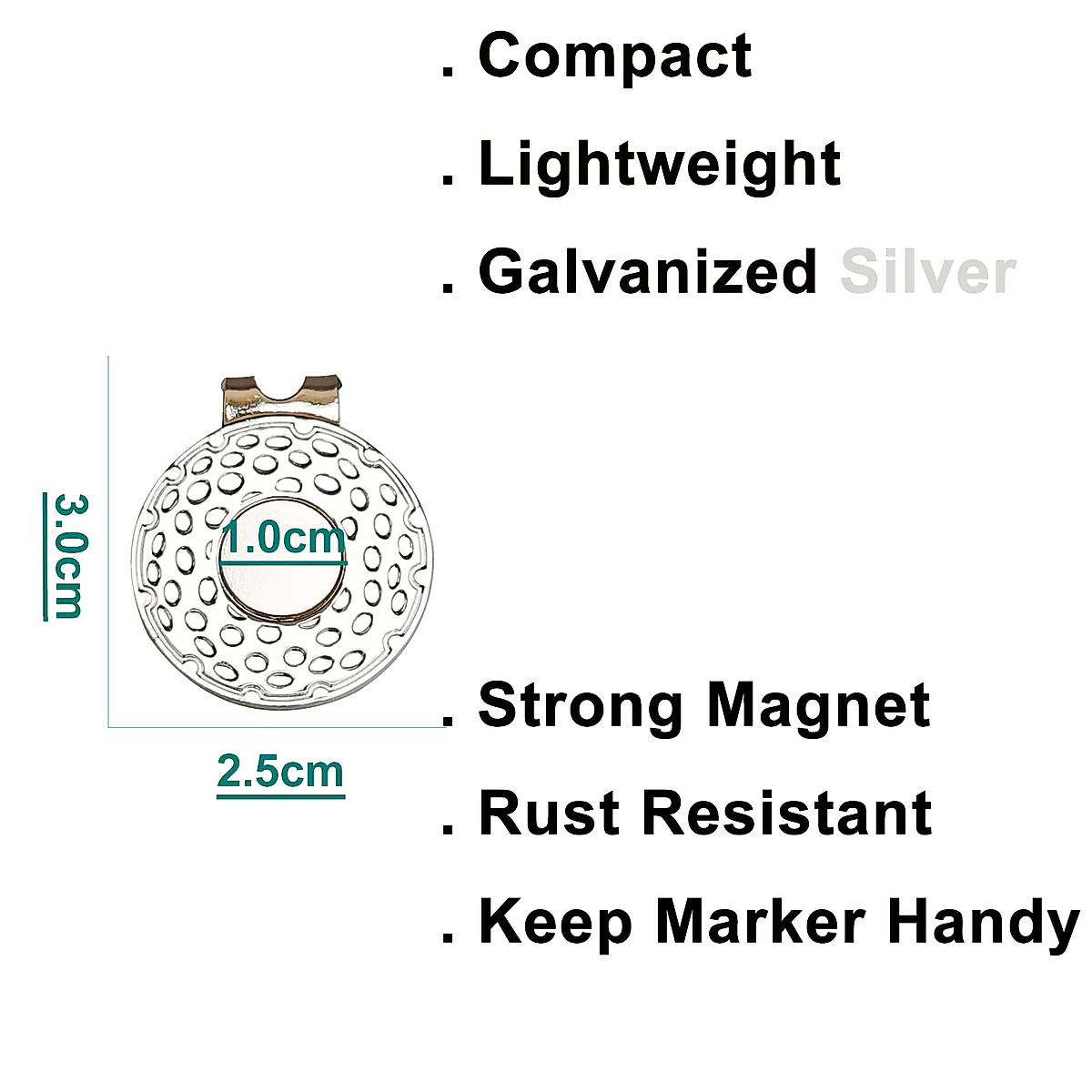Eshan Magnetic Golf Hat Clips (5 pcs Silver) Ball Marker Holders for Golf Gloves Hats Bags Caps Visor Belt