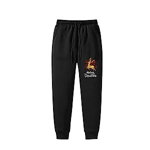 Black of Friday Deals 2023,Christmas Tree Print Womens Wide Leg Sweatpants Xmas Print Elastic Waisted Workout Active Joggers Reindeer Print Plus Size Running Sweatpants Beige XL