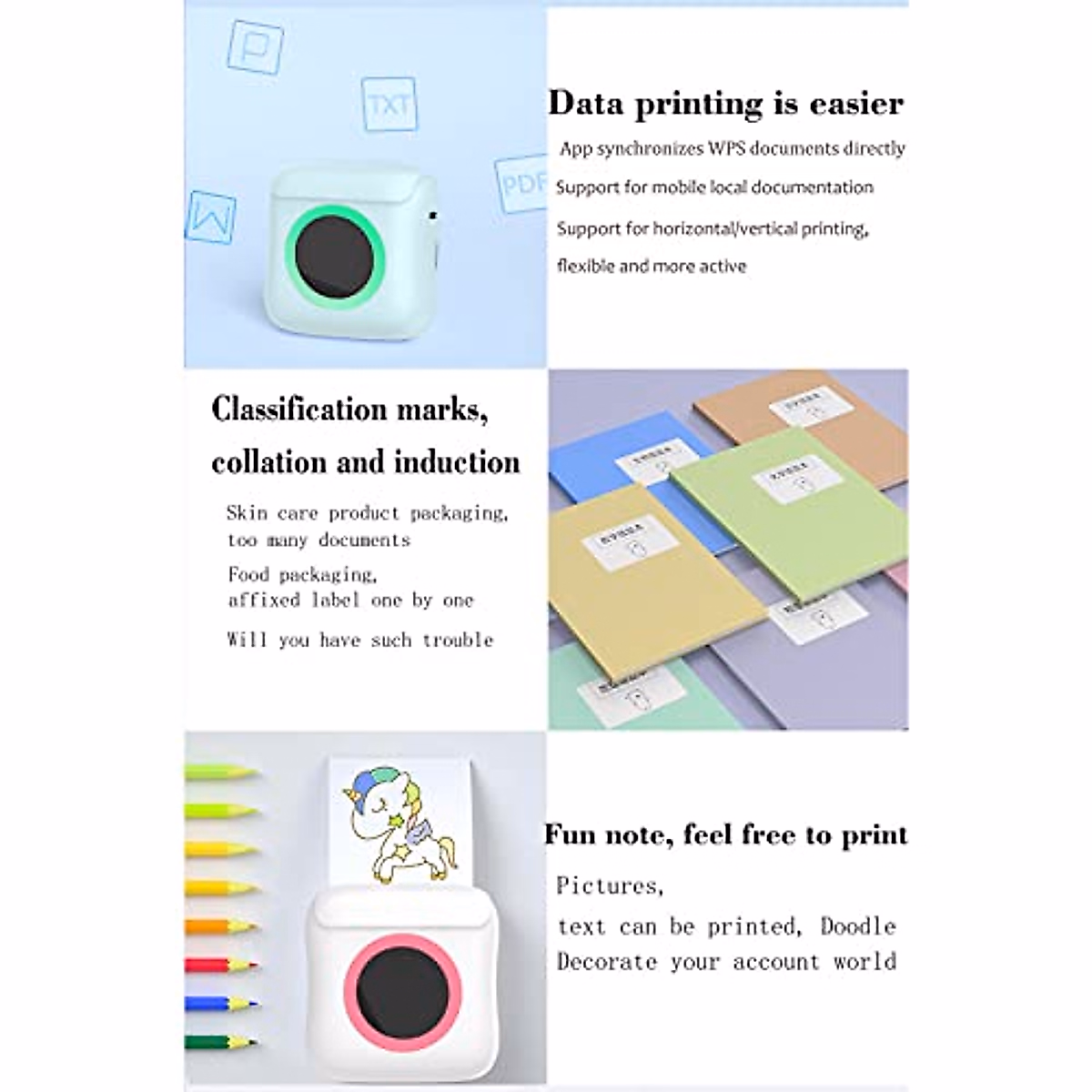 VIADHA Label Maker Thermal Barcode Label Printer, Portable Mini USB Rechargeable Bluetooth Sticker Maker Wireless Labeler Compatible with iOS & Android for Home, Office, Storage, Study