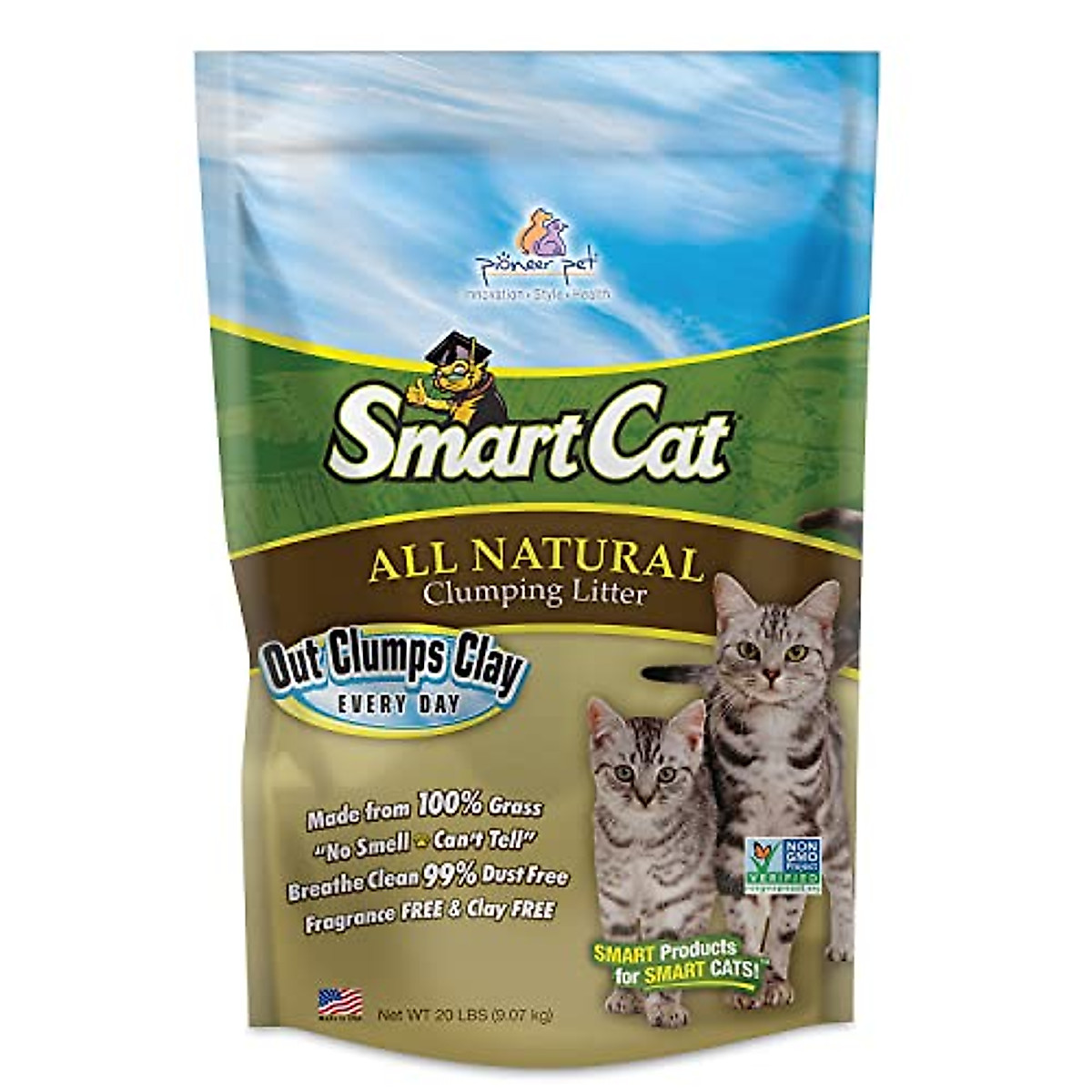 SmartCat All Natural Clumping Litter, 20-Pound (6506), (Pack of 1), 320 Ounce.