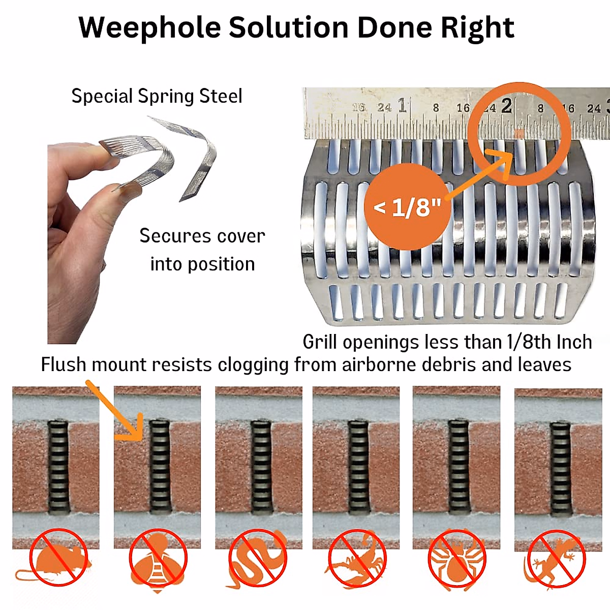 Rid-O-Mice Stainless Steel Brick Weep Hole Covers (40, 2.75 Inch) Stops and Keeps Out Mice, Wasps, Bees, Lizards, Snakes, Scorpions and Many Insects.