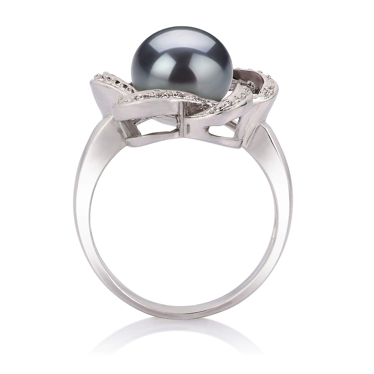 Fiona Black 9-10mm AA Quality Freshwater 925 Sterling Silver Cultured Pearl Ring For Women - Size-7
