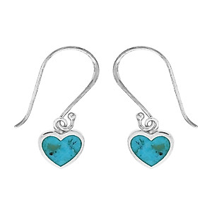 Boma Jewelry Sterling Silver Turquoise Heart Earrings