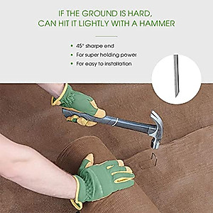 UPMCT 12 Inch Galvanized Garden Landscape Staples Stakes, 25 50 100 PCS Anti-Rust Garden Staples U-Shaped Landscape Pins for Secure Lawn Fabric (25, 12 Inch)