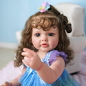 Pinky Reborn Lifelike Baby Dolls Girl 22 Inch Full Silicone Vinyl Body Reborn Baby Realistic Newborn Baby Dolls Toy for Collection & Kids Age 3+
