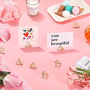 100 Pcs Place Card Holder Triangle Shape Table Number Holder Wedding Table Card Holders Mini Name Card Holder Place Setting Holder Picture Clips Stand for Centerpiece Anniversary Party(Gold)
