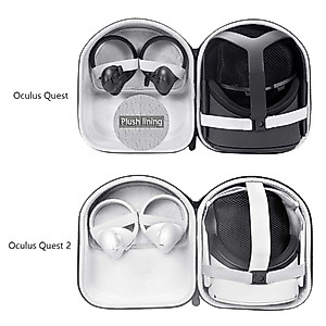 MASiKEN Hard Case for VR Oculus Quest 2 Headset Controllers Carrying Case, Waterproof Portable Quest Case for Travel and Home Storage Official Elite Strap Accessories (Black+White)