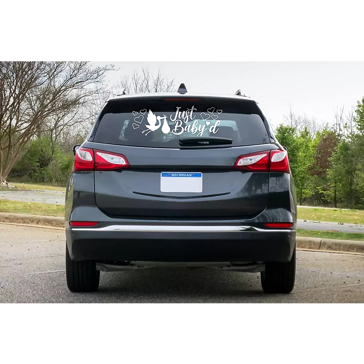 Just Baby'd - Welcome Baby Banner for Leaving Hospital, Baby's First Car Ride Sticker - Celebration & Commemoration, Rear Window Decal Kit - Easy Configuration