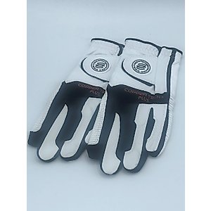 Copper Tech COPPERTECH Plus Men's Golf Glove 2 Pieces Pack Worn ON Left Hand White/Black OneSize FIT Most(Medium Thru Medium Large)