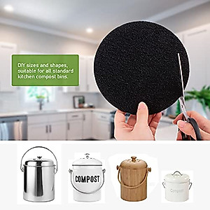 Charcoal Filters for Kitchen Compost Bin, 10 Pack Compost Filters for Countertop Bin Pail Replacement, Activated Charcoal Home Bucket Refill Sets, Round 6.7 Inch