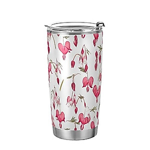 HXshaoye art Bleeding Heart hot peach Stainless Steel insulated water bottle with Straw Leak Resistant Flip hot coffee travel mug for gym tumbler with straw vaso para cafe 20oz