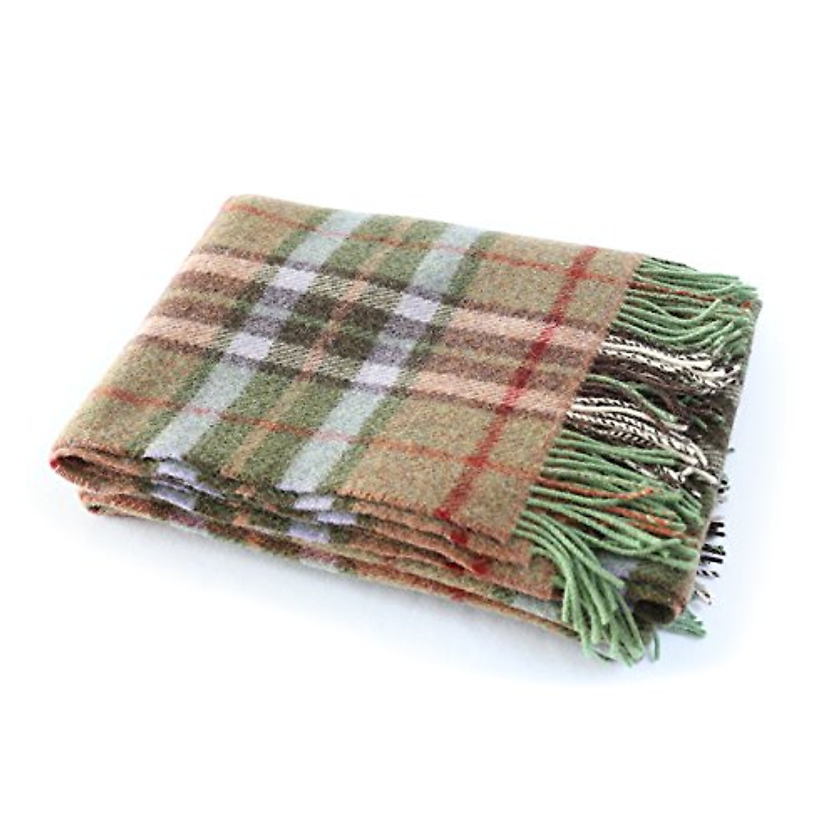 Genuine Irish, 100% Wool Throw & Toss Blanket, Traditional Plaid Print, Soft Warm Heirloom Quality Lambswool, Imported from Ireland, 54" x 72" Inches, Green
