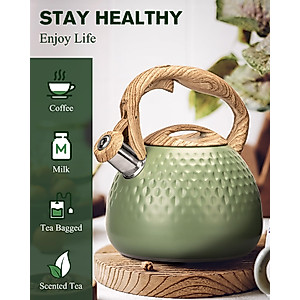 Hauce Radio Tea Kettle Stovetops, 2.5 Quart Food Grade Stainless Steel Water kettles for Stove Top Teatop with Anti-hot Ergonomic Handle,Suitable for All Heat Sources