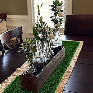 XLX TURF Grass Table Runner 12 x 36 Inch, Green Artificial Tabletop Decor for Wedding, Birthday Party, Banquet, Baby Shower