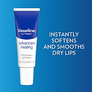 Vaseline Lip Therapy Lip Balm Tube, Advanced Healing Lip Moisturizer, 0.35 Ounce (Pack of 12)